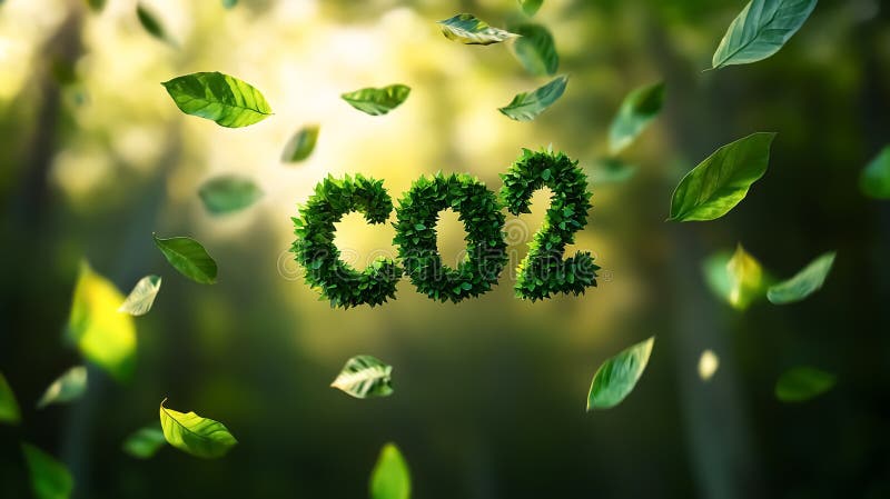 Green Leaves with the Word CO2 Written with Leaves Stock Illustration ...