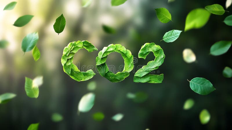 Green Leaves with the Word CO2 Written with Leaves Stock Illustration ...