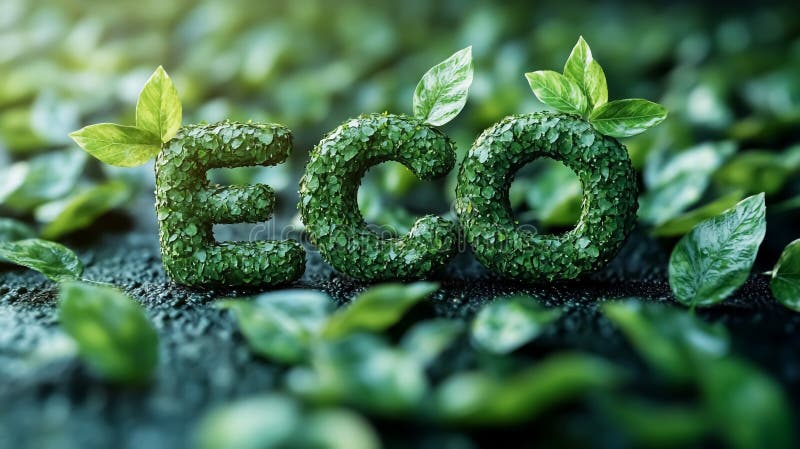 Green Leaves with the Word ECO Written with Leaves Stock Illustration ...