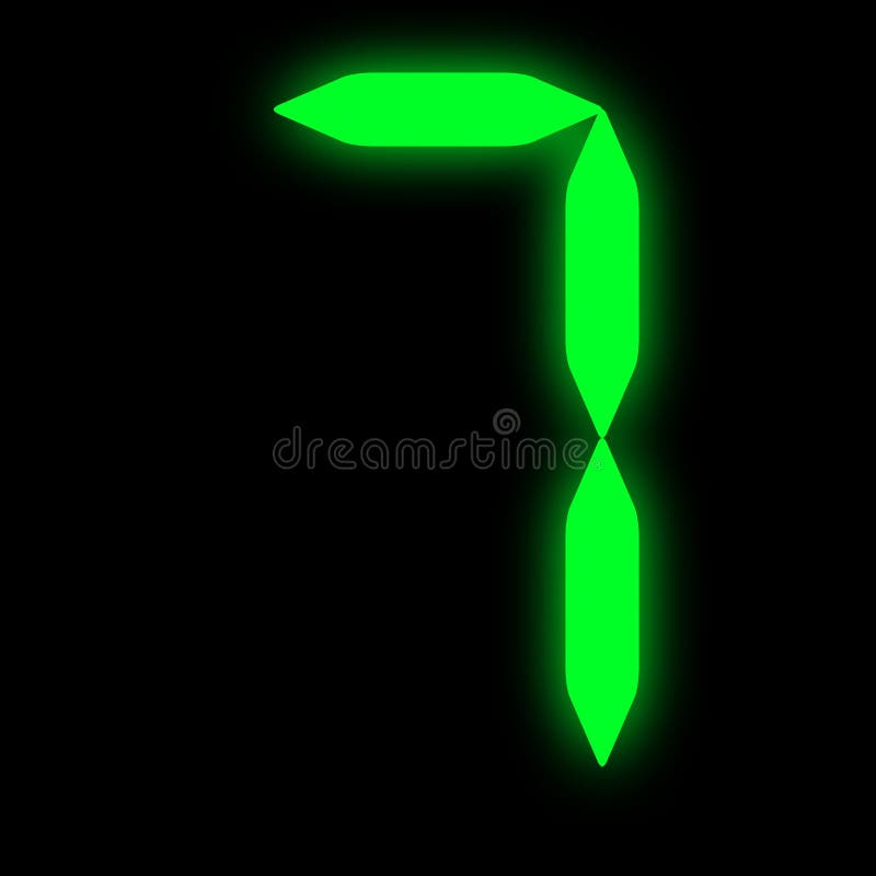 Green led digit 7 stock illustration. Illustration of seven - 97763644