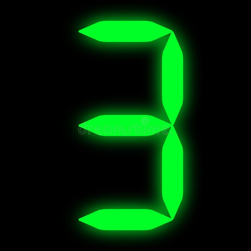 Green led digit 3 stock illustration. Illustration of luminescence ...