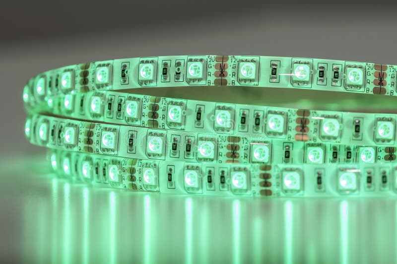 Green LED Strip Lights Technology Stock Photo - Image of colors, green ...