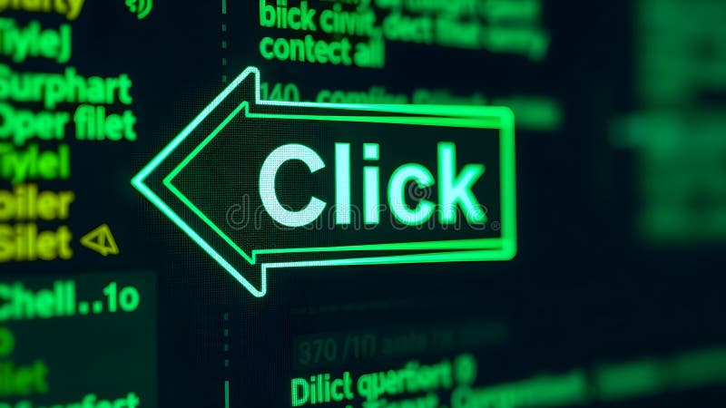 Click Button with Left Green Arrow Pointing on Digital Display is ...