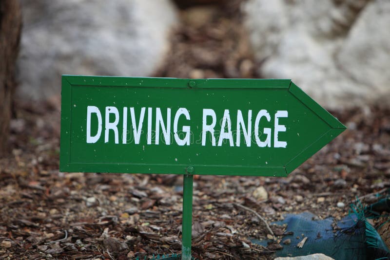 Green Left Arrow Towards the Driving Range Stock Photo - Image of ...