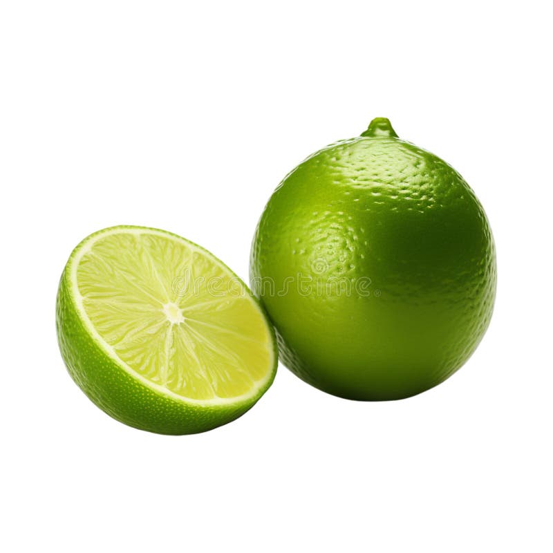 Green Lemon with Slice on Transparent Background - Ai Generated Stock ...