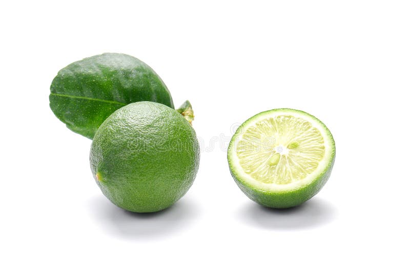 Green Lemons , Lemons Cut Pieces on White Background. Stock Image ...
