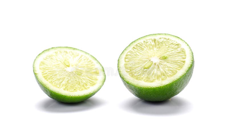 Green Lemons , Lemons Cut Pieces on White Background. Stock Photo ...
