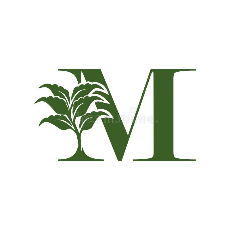 Green Letter M Logo with Leaf Element, Vector Design Ecology Concept ...