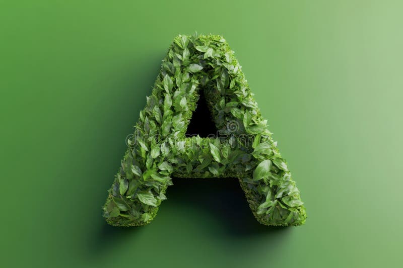 A Green Letter a Made of Leaves Stock Illustration - Illustration of ...