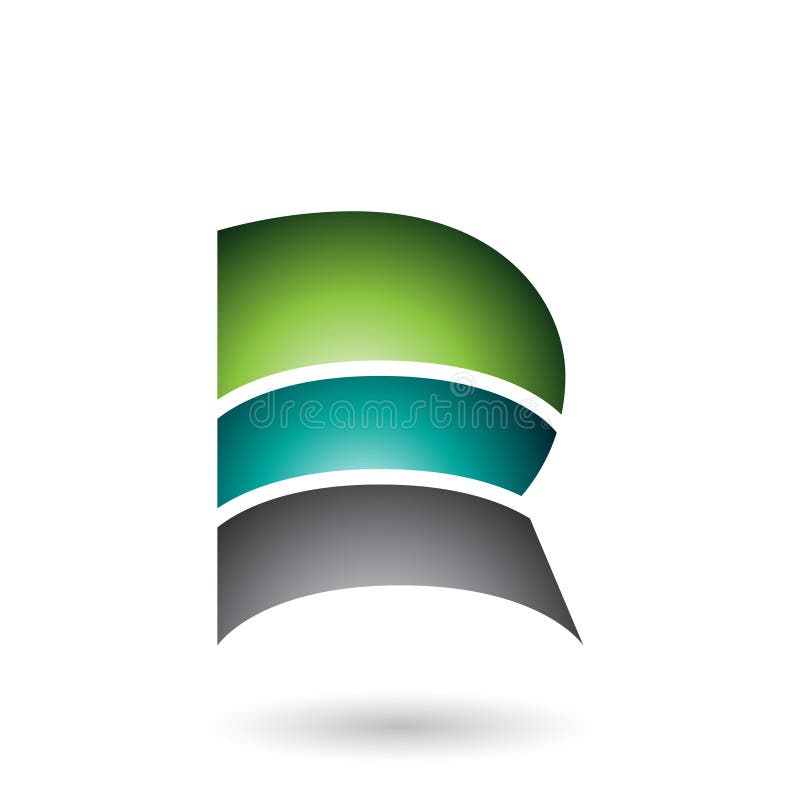 Green Letter R with Three Layers Vector Illustration Stock Vector ...