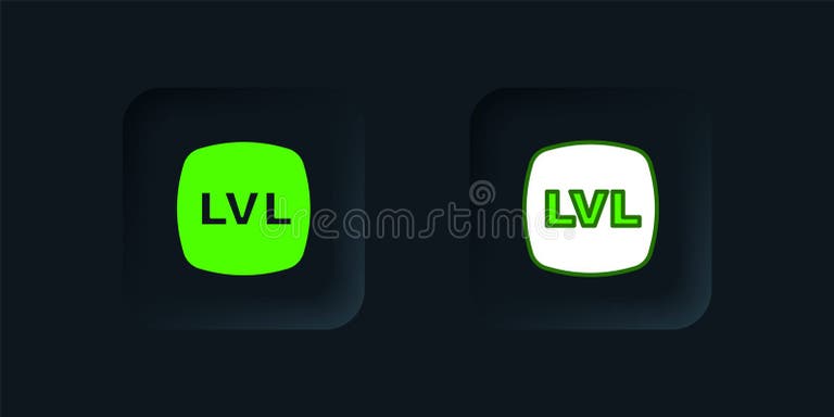 Green Level Game Icon Isolated on Black Background. Black Square Button ...