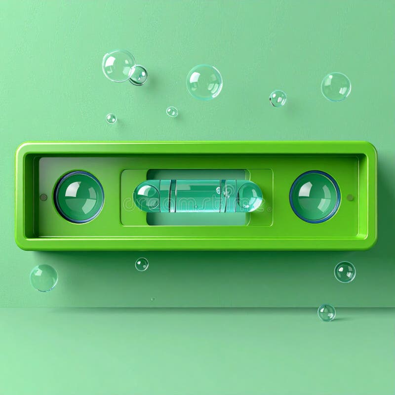 Green Level Tool with Bubbles on Green Background Stock Illustration ...