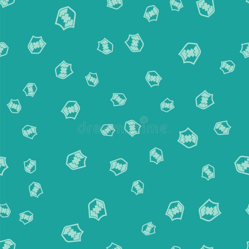 Green Life Insurance with Shield Icon Isolated Seamless Pattern on ...