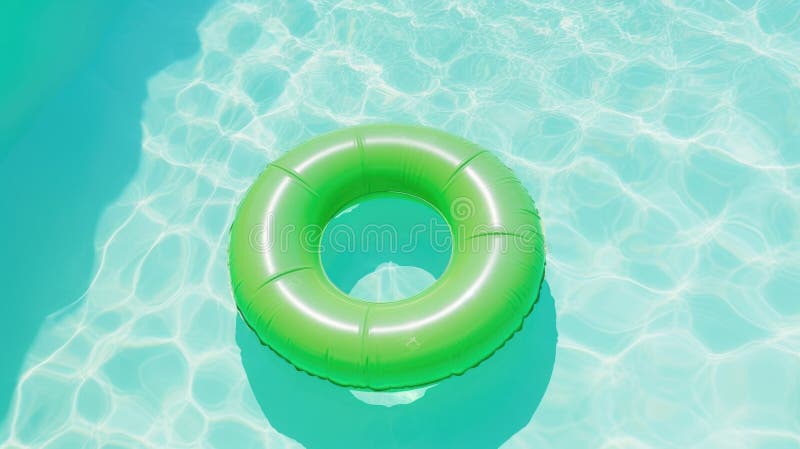 Green lifebuoy in the pool stock illustration. Illustration of plastic ...