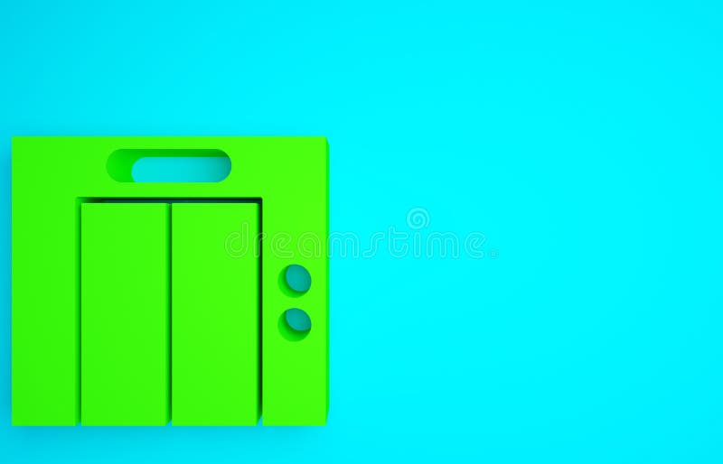 Green Lift Icon Isolated on Blue Background. Elevator Symbol ...