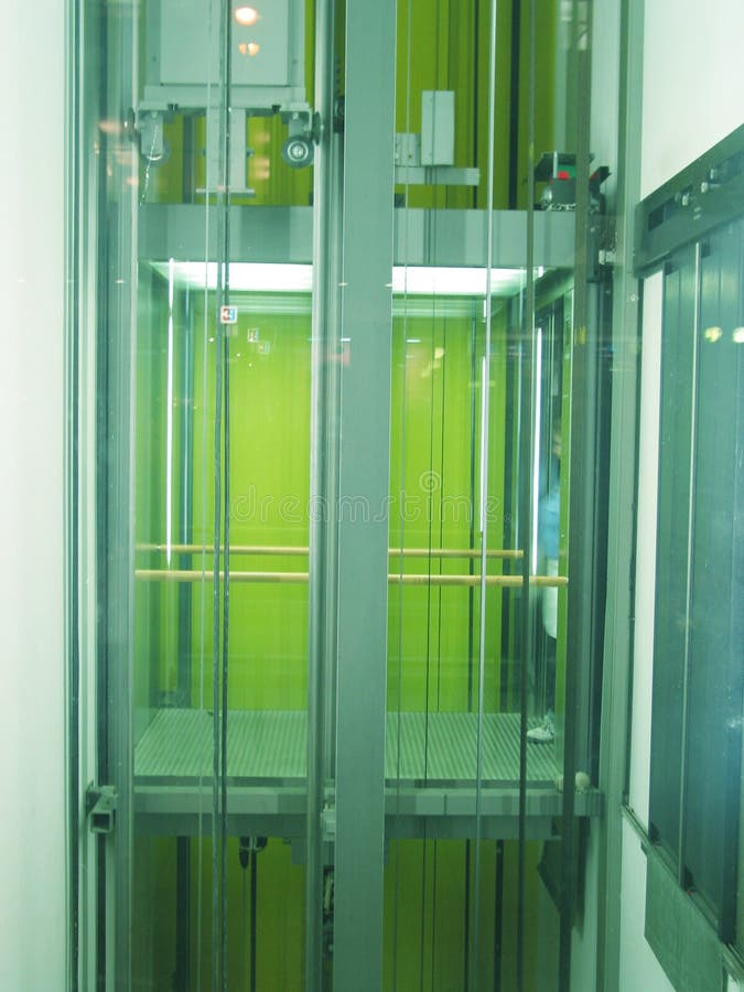 Green lift at n ight stock image. Image of work, night, urban - 10857