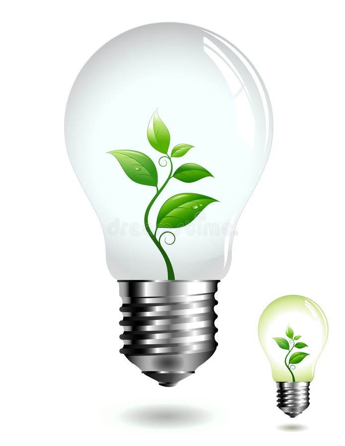 Green Light Bulb stock vector. Illustration of glowing - 9245209