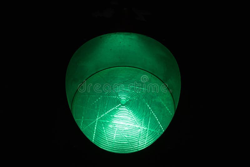 Green Light of an Ancient Traffic Light Stock Photo - Image of font ...