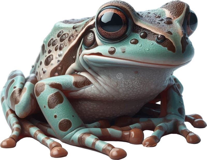 Green Light Blue Frog Squat and Look Forward Illustration Stock Vector ...