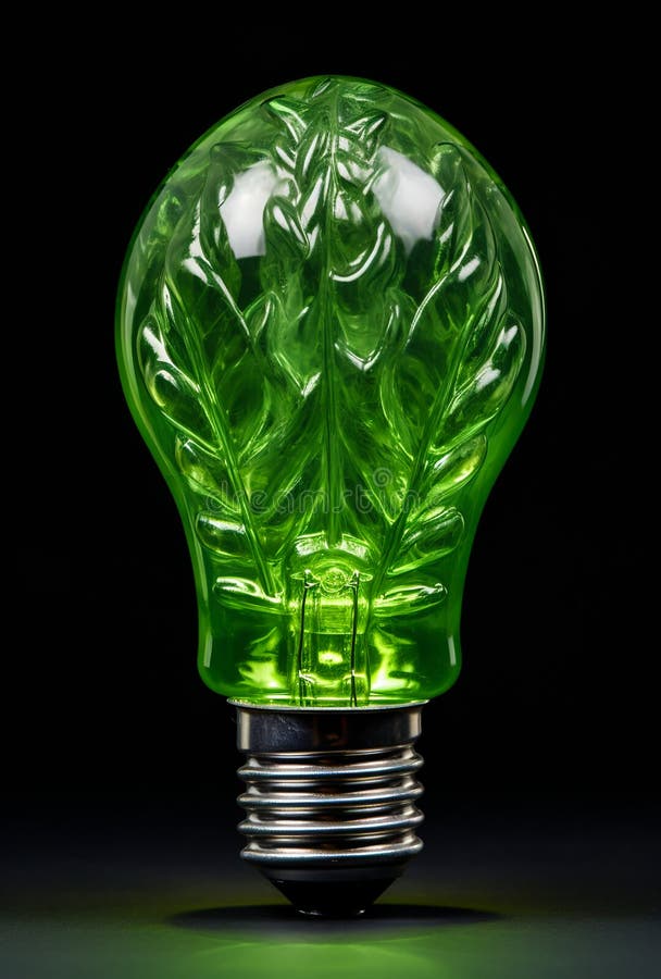 Green Light Bulb in Ecology Concept. AI Generated Stock Illustration ...