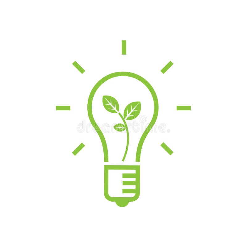 Green Light Bulb Icon on White Background Stock Illustration ...