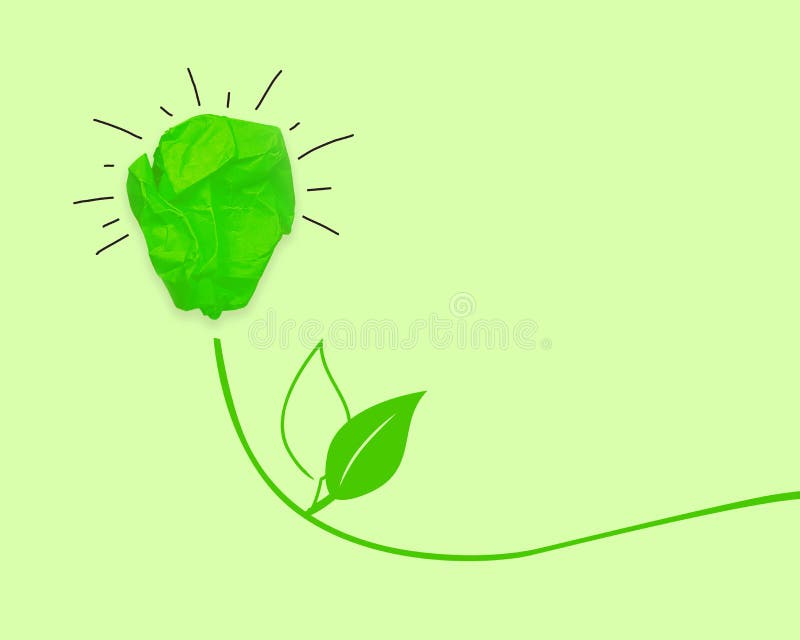 Green Light Bulb with Leaves Metaphor for Think Green and Green Energy ...