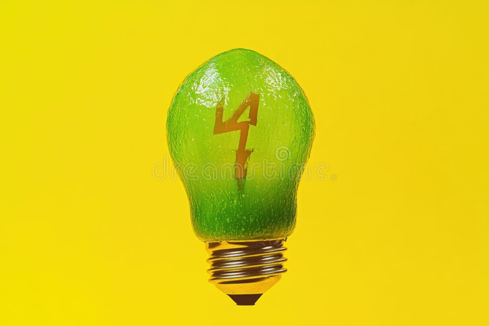 A Green Light Bulb with the Number 4 Marked on it Stock Photo - Image ...