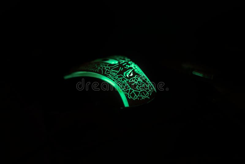 Green Light Computer Gaming Mouse in the Dark Stock Image - Image of ...