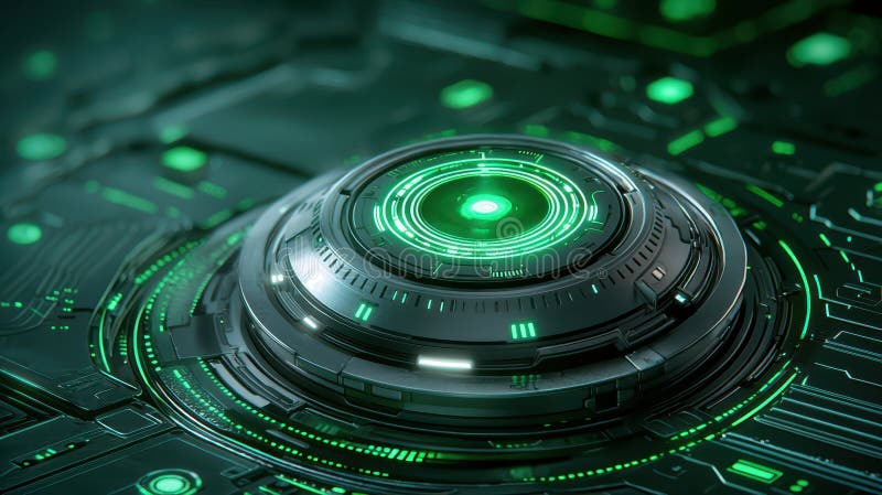 Green Light on Computer Processor, Symbol of Power and Technological ...