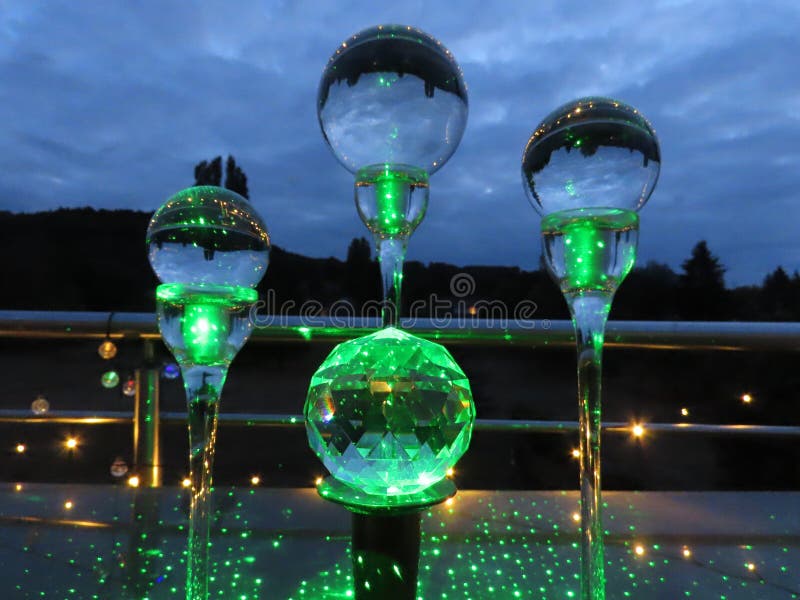 Green Light in Different Balls Stock Image - Image of laser, night ...