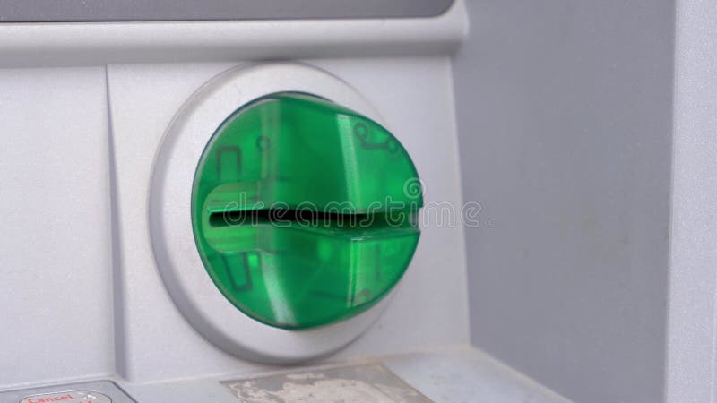 Green Light Flashes in the ATM Card Reader To Indicate that it is Ready ...
