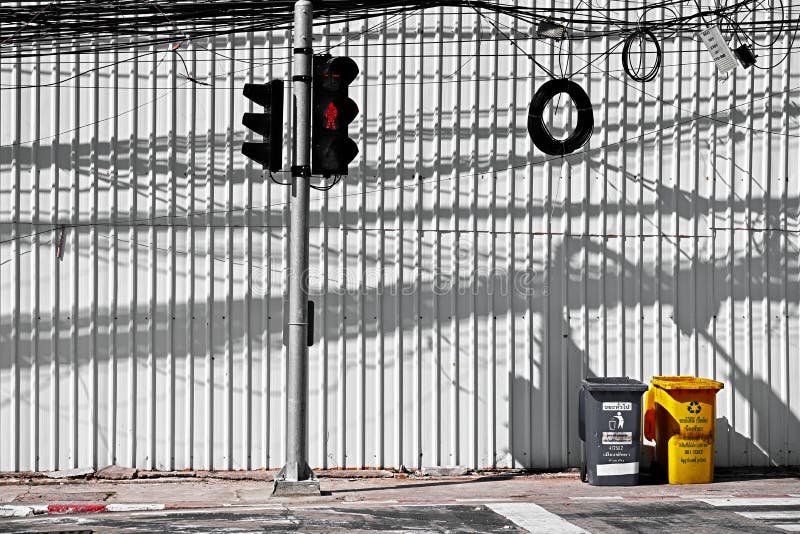 The Green Light and the Garbage Stock Image - Image of black, iron ...