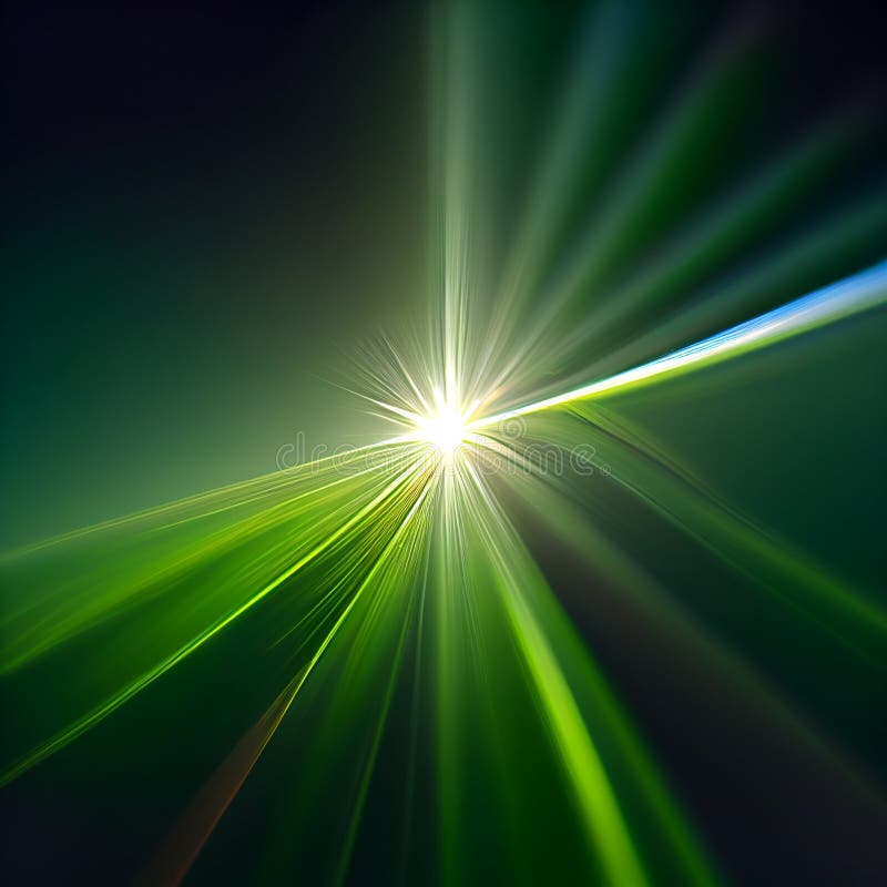 Green Light Lens Flare on Black Background. Stock Illustration ...