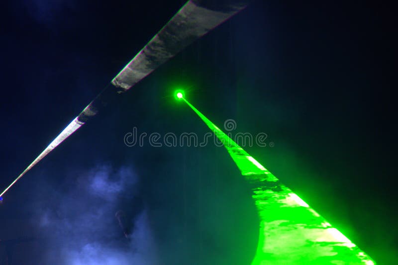Green Light Night Concert Stage Stock Image - Image of laser, scene ...