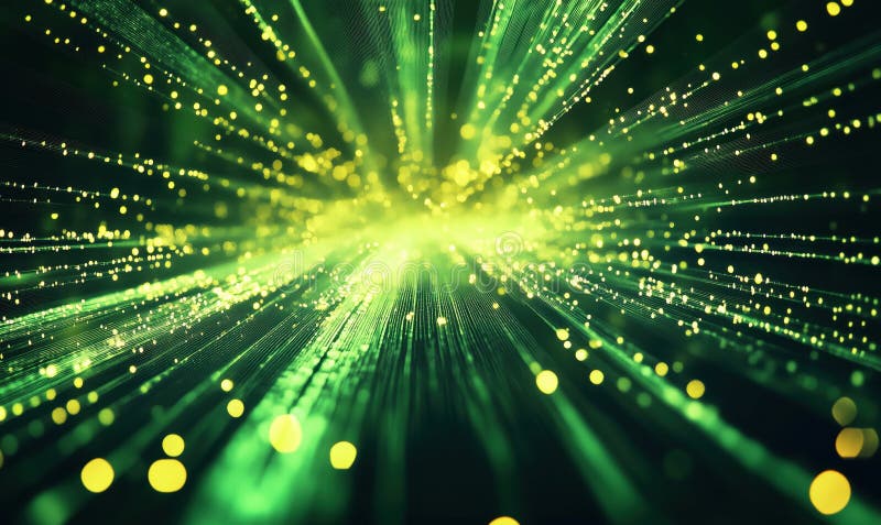 Green Light Rays and Particles Creating Dynamic Abstract Background ...