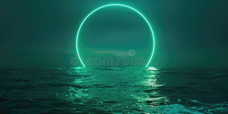 Green Light Reflection in Calm Water Stock Photo - Image of generated ...