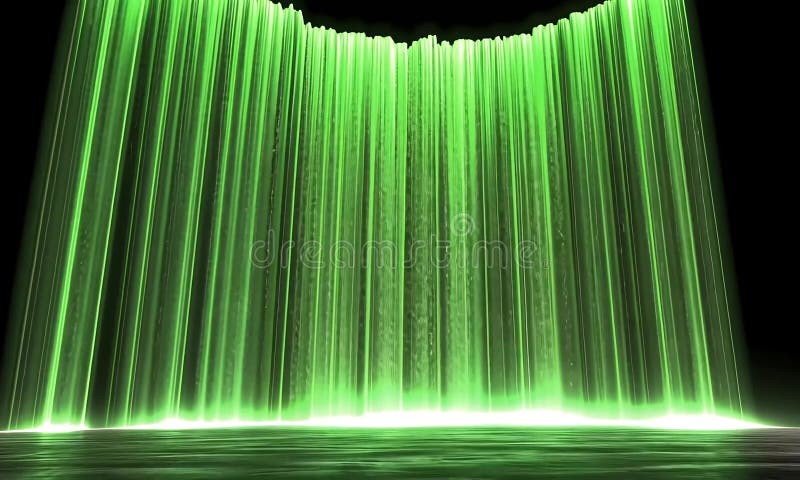 Green Light Waterfall Backdrop, Digital Art, Dark Background, Website ...
