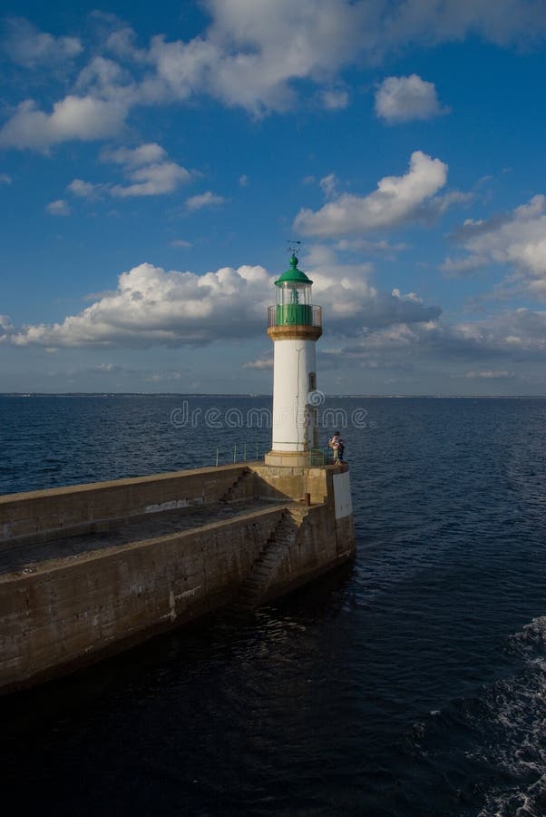 Green lighthouse stock image. Image of jetty, green, pier - 7341181