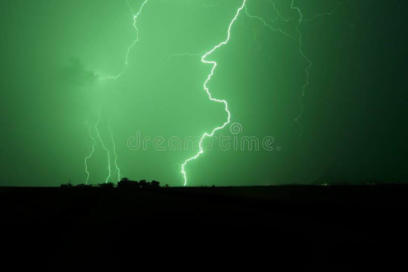 Green Lightning stock photo. Image of green, silhouette - 13268842