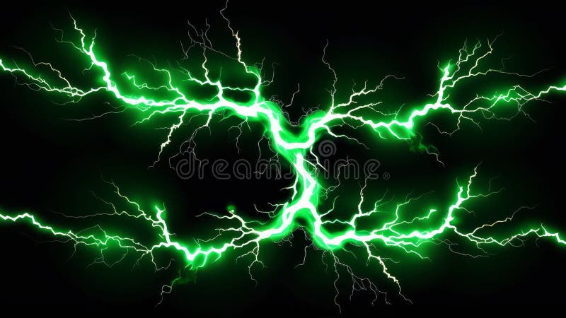 Green Lightning on Black Background Stock Photo - Image of aesthetic ...
