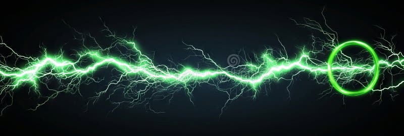A Green Lightning Bolt on a Black Background Stock Image - Image of ...