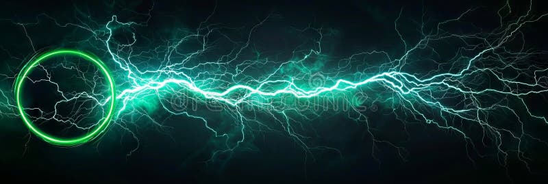 A Green Lightning Bolt with a Circle in the Middle of it Stock Photo ...