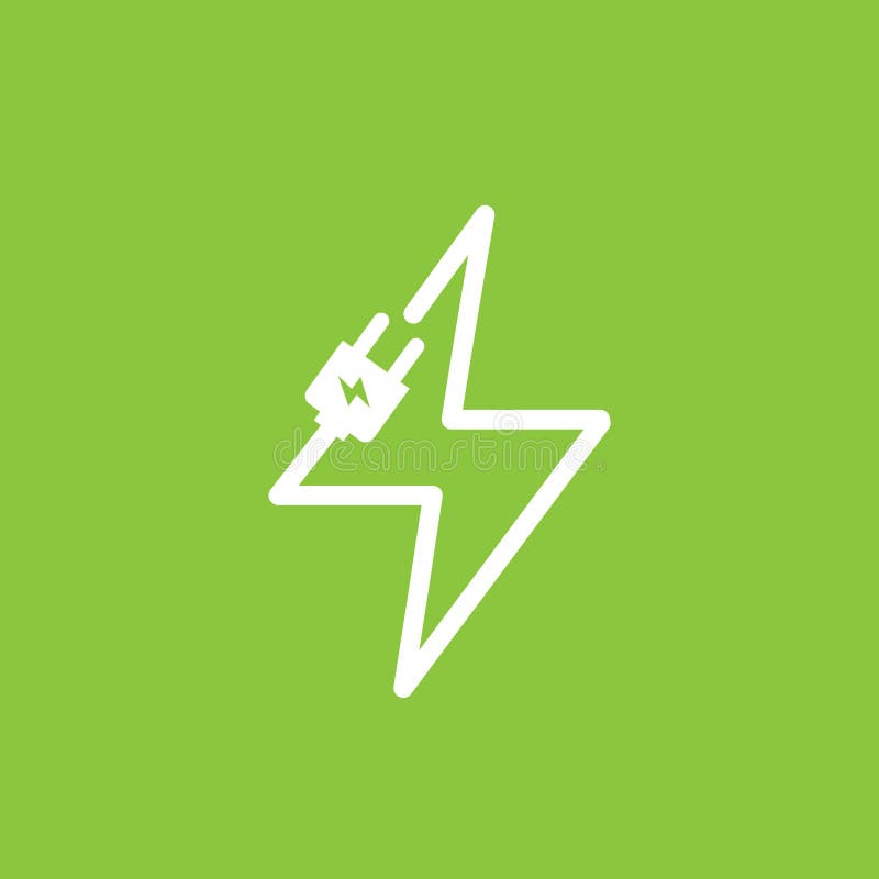 Green Lightning Bolt Icon on Green Background Stock Illustration ...