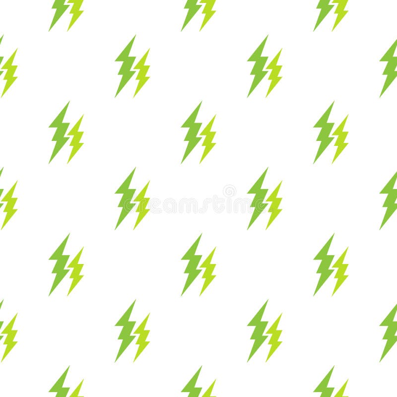 Green Lightning Bolt Simple Seamless Pattern. Storm or Thunder and ...