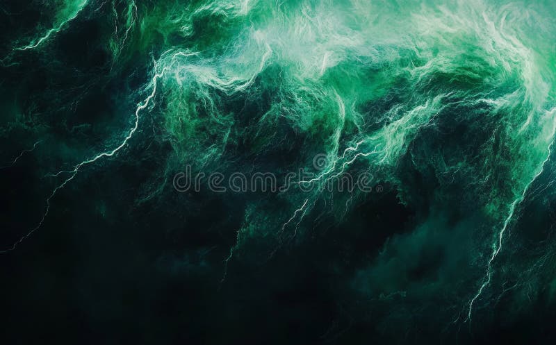 Green Lightning Swirling Against a Dark Background, Creating an ...