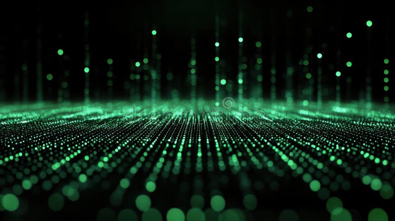 Green Lights Create a Matrix. Abstract Network and Data with Digital ...