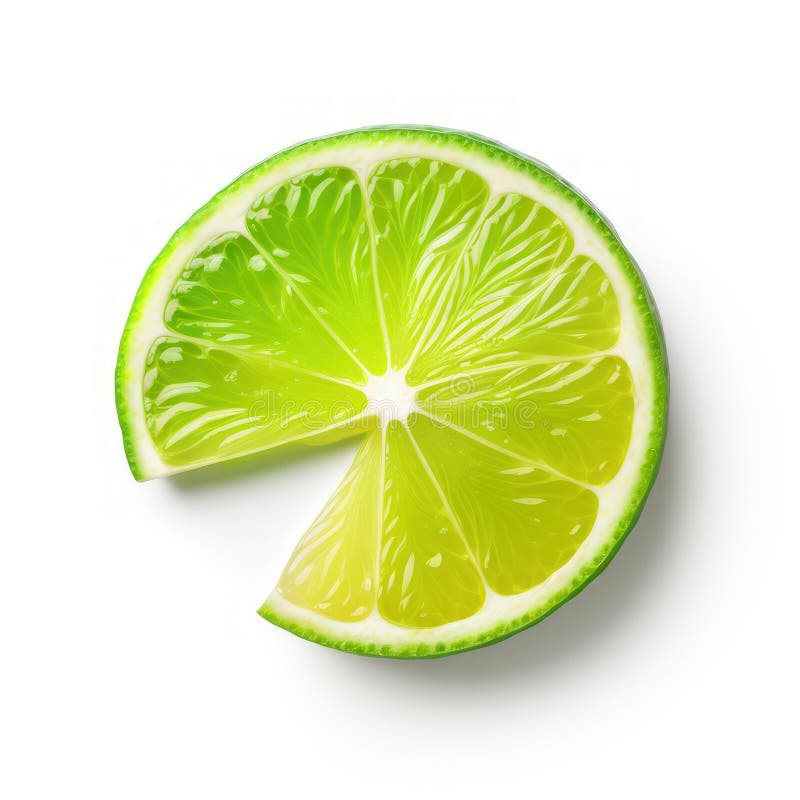 Green Lime Cut in Half with Slices on a White Background Stock ...