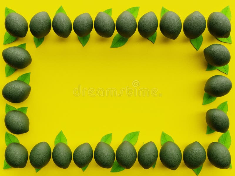 Green Lime Group Forming a Frame Viewed from Above with Vibrant Yellow ...