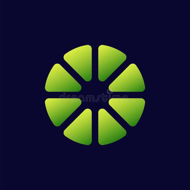 Green Lime Logo Shaped Like a Sliced Circular Fruit Stock Illustration ...