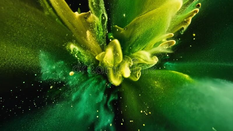 Green Lime Paint Explosion Abstract Background. Coloured Cloud on Black ...